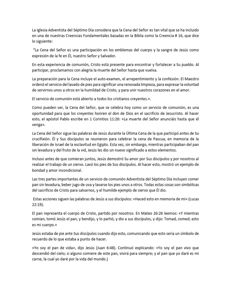 Rito de Humildad y Santa Cena | PDF | eucaristía | Jesús