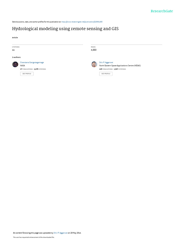 Hydrological Modeling Using Remote Sensing and GIS | PDF | Discharge ...