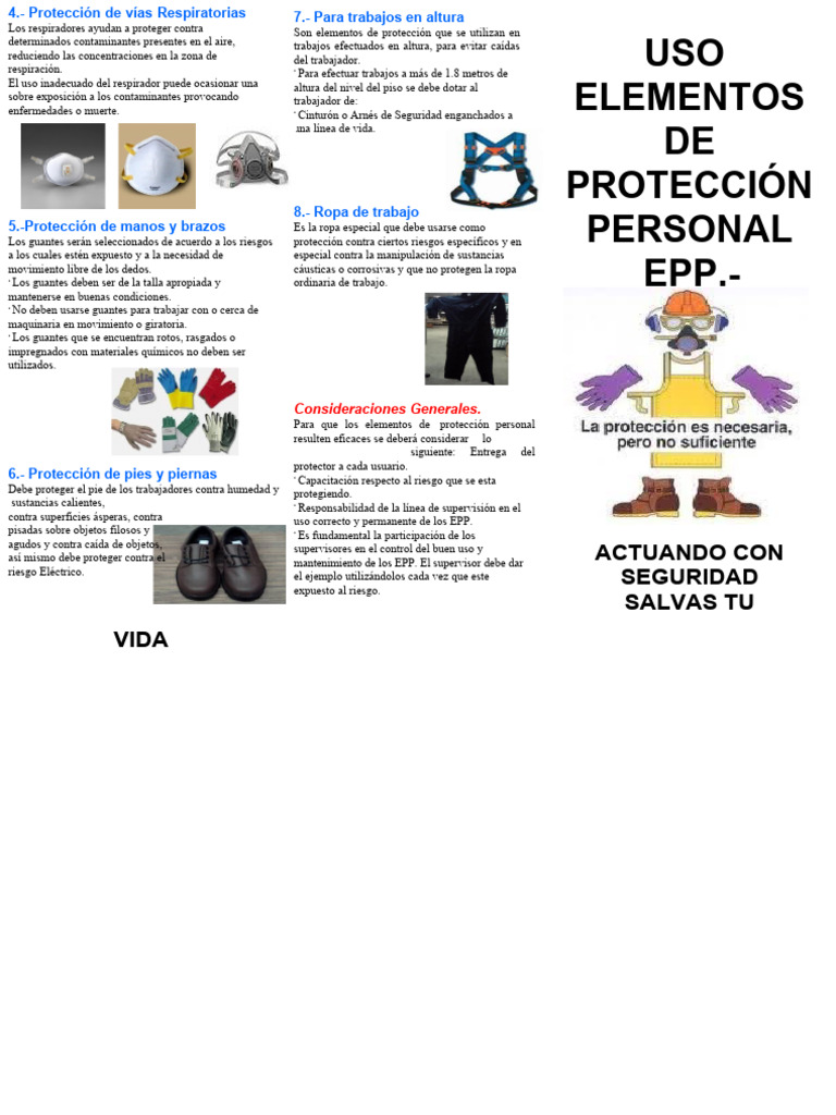 Folleto Uso de Epp | PDF | Guante | Escuchando