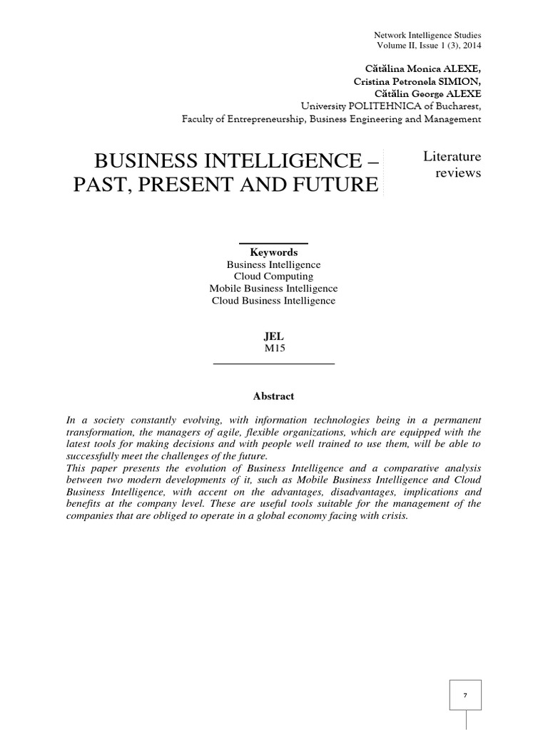 2014 Business Intelligence Present Past and Futur | PDF | Cloud Computing | Business Intelligence