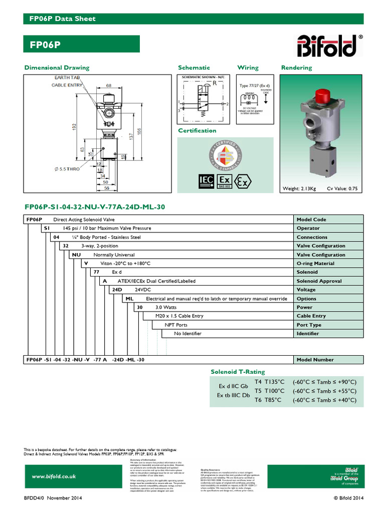 FP06P Data Sheet: FP06P-S1-04-32-NU-V-77A-24D-ML-30 | PDF | Valve ...