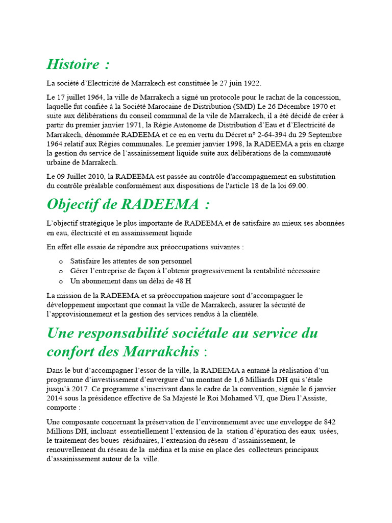 Histoire et objectifs de la RADEEMA | PDF | Capitaux propres | Économie ...