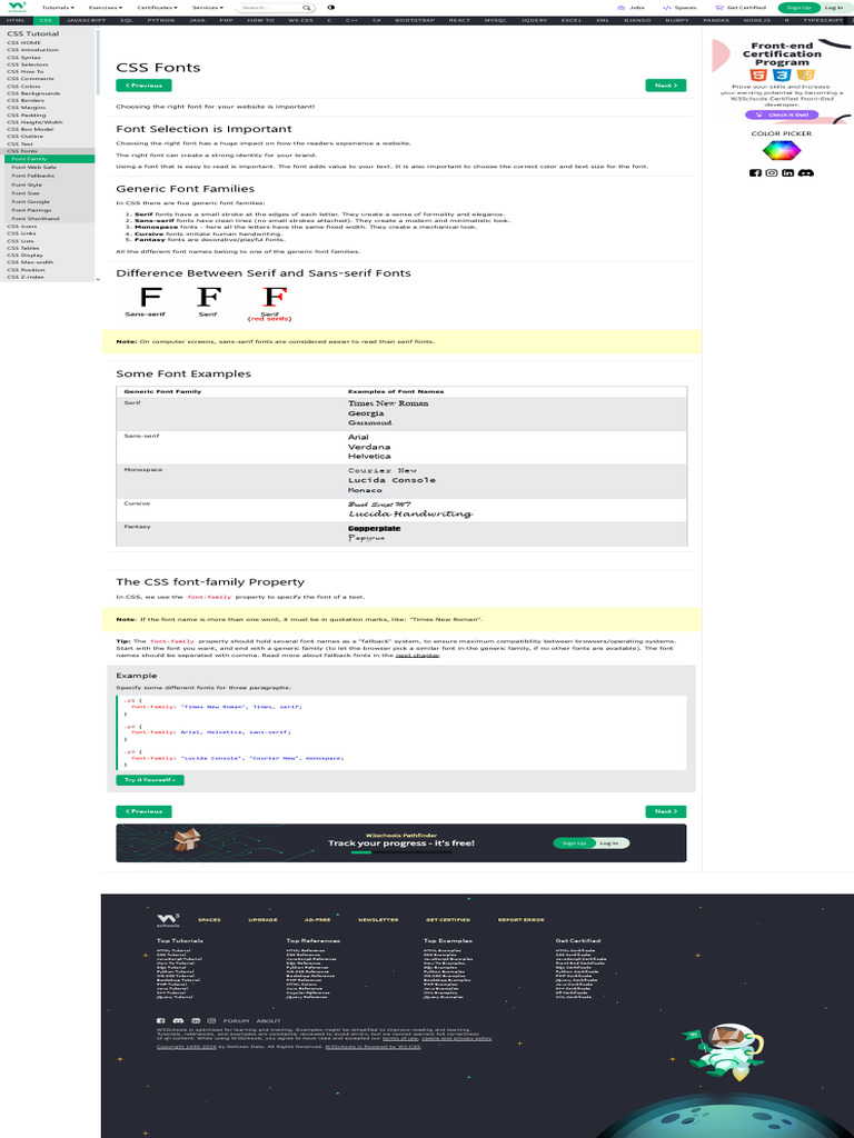CSS Fonts | PDF | Typefaces | Java Script CSS Fonts | PDF | Typefaces | Java Script