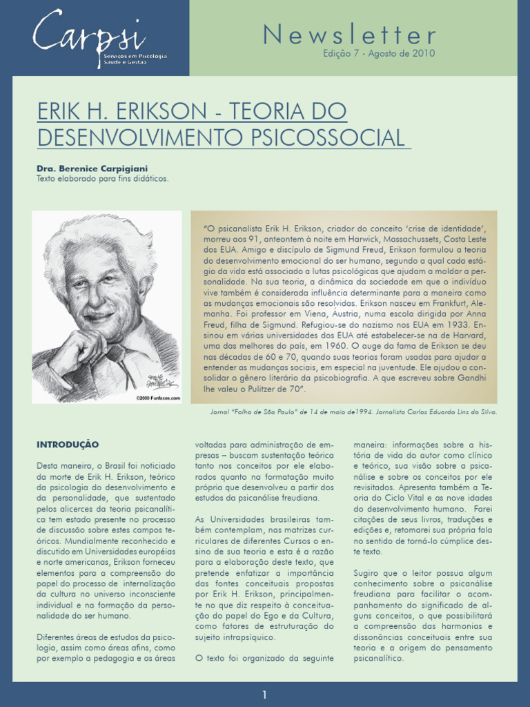 Erik_Erikson_pdf_Berenice | PDF | Sigmund Freud | Psicanálise