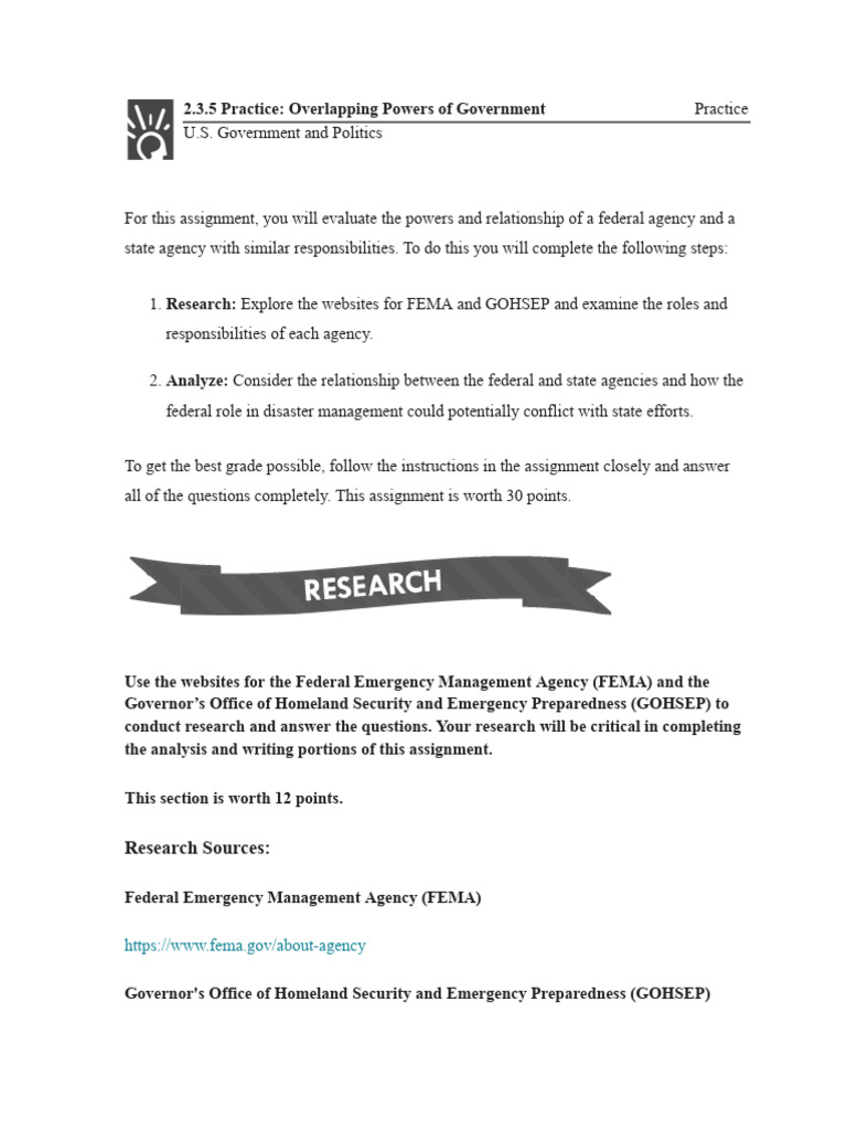 2.3.5 Practice - Overlapping Powers of Government (Practice) | PDF ...