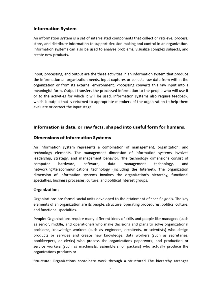 Mis 1 | PDF | Information System | Information