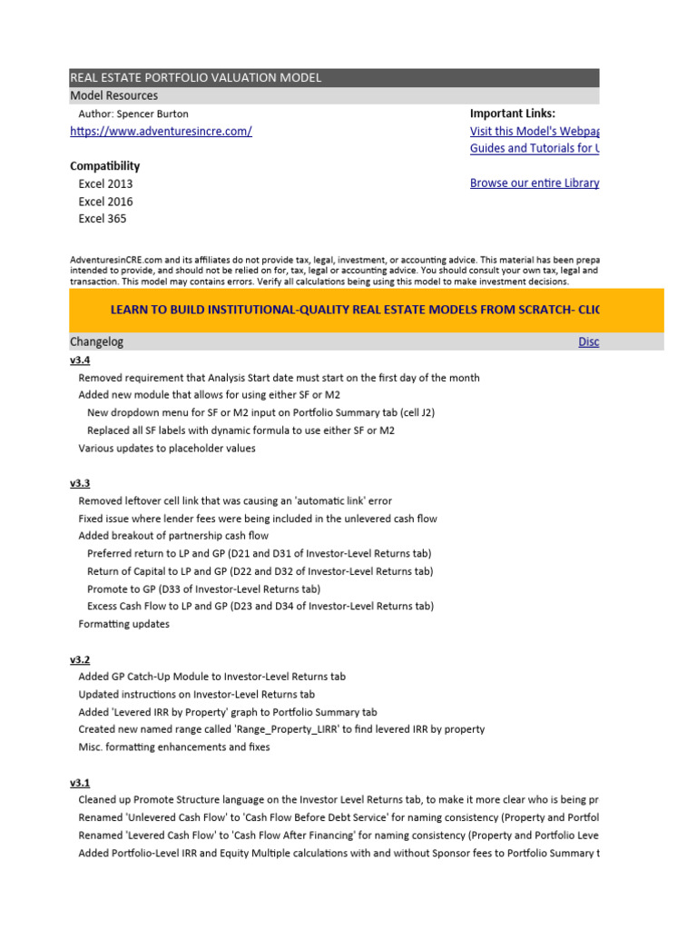 Real Estate Portfolio Valuation Model | PDF | Internal Rate Of Return ...