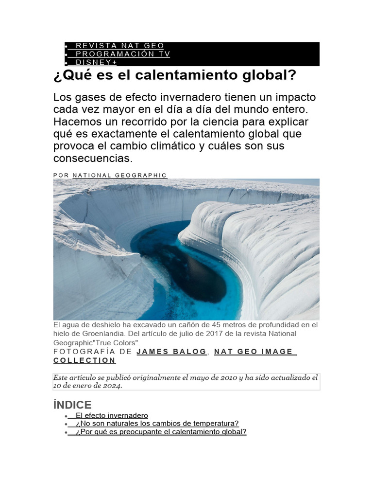 Calentamiento Global: Impacto y Causas | PDF | Gases de efecto ...