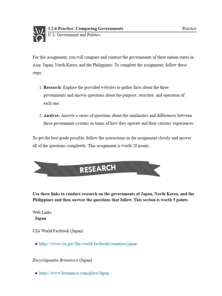 Practice - Comparing Governments | PDF | Separation Of Powers ...