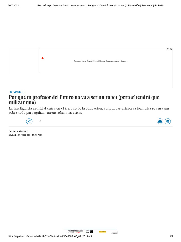 Por Qué Tu Profesor Del Futuro No Va A Ser Un Robot (Pero Sí Tendrá Qu | PDF | Inteligencia ...