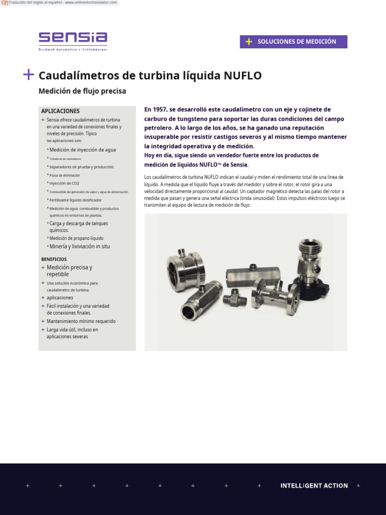 Sensor de Flujo Turbina Nuflo | PDF | Medición de flujo | Química