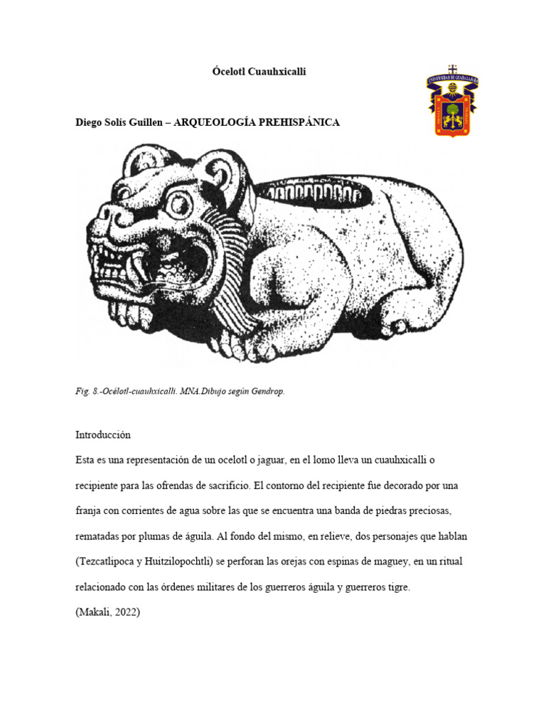 Ocelotl y Cuauhxicalli en Mesoamérica | PDF | Mesoamérica