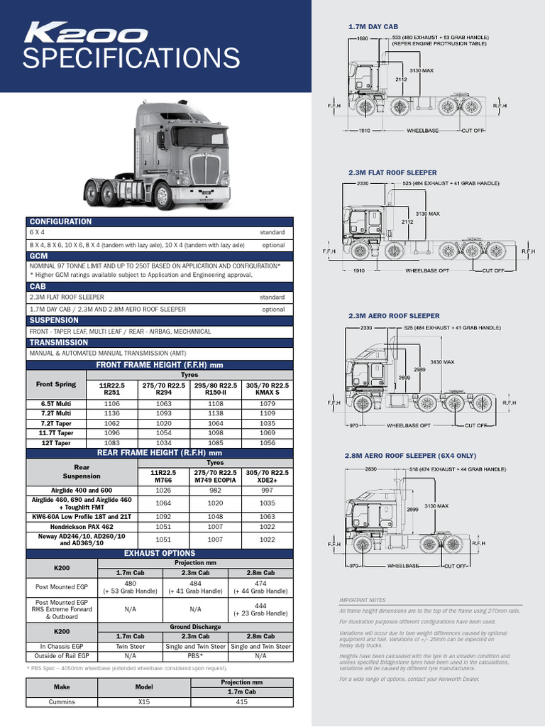 Kenworth AU K200 SpecSheet - 2020 - WEB | PDF | Truck | Anti Lock ...