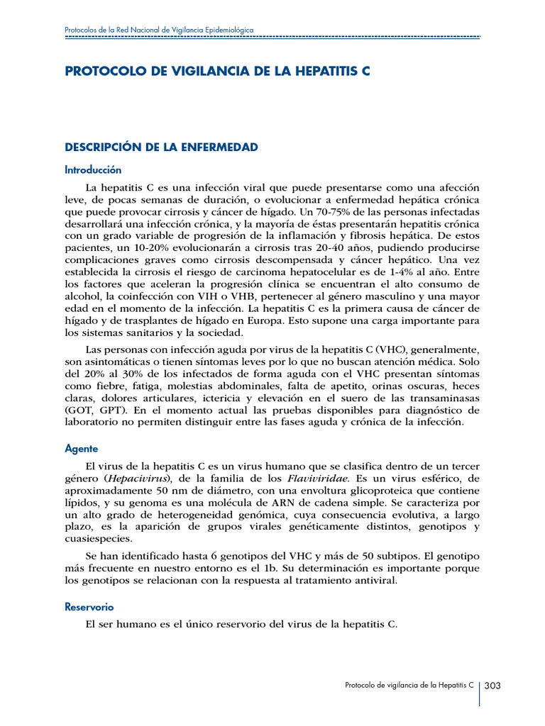 Protocolo de Vigilancia de Hepatitis C | PDF | Virus de la hepatitis C ...