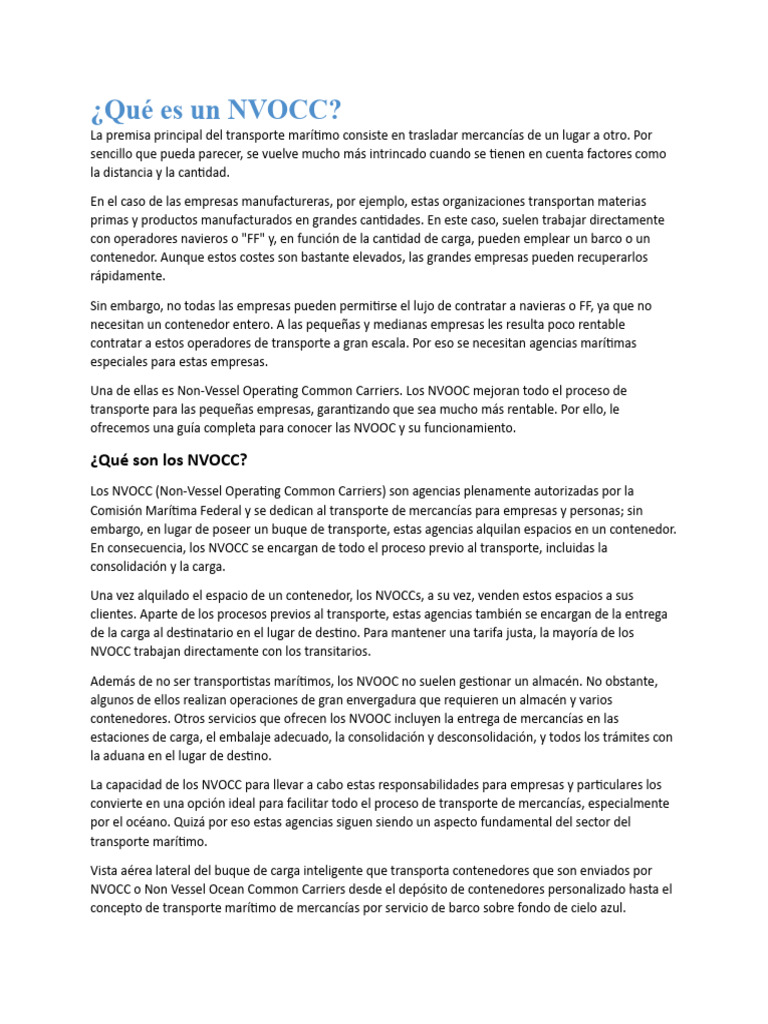 Qué Es Un NVOCC | PDF | Transporte | El comercio internacional
