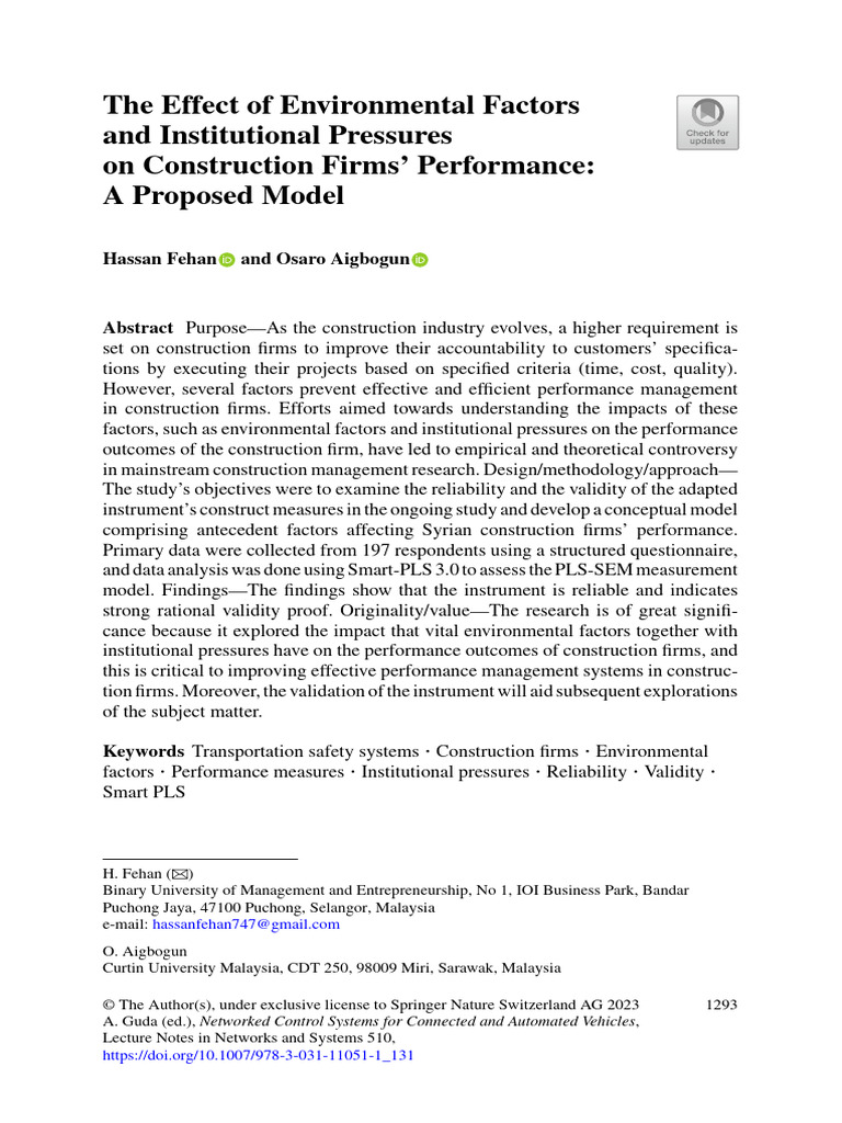 Environmental Factors in Construction Performance | PDF | Validity ...
