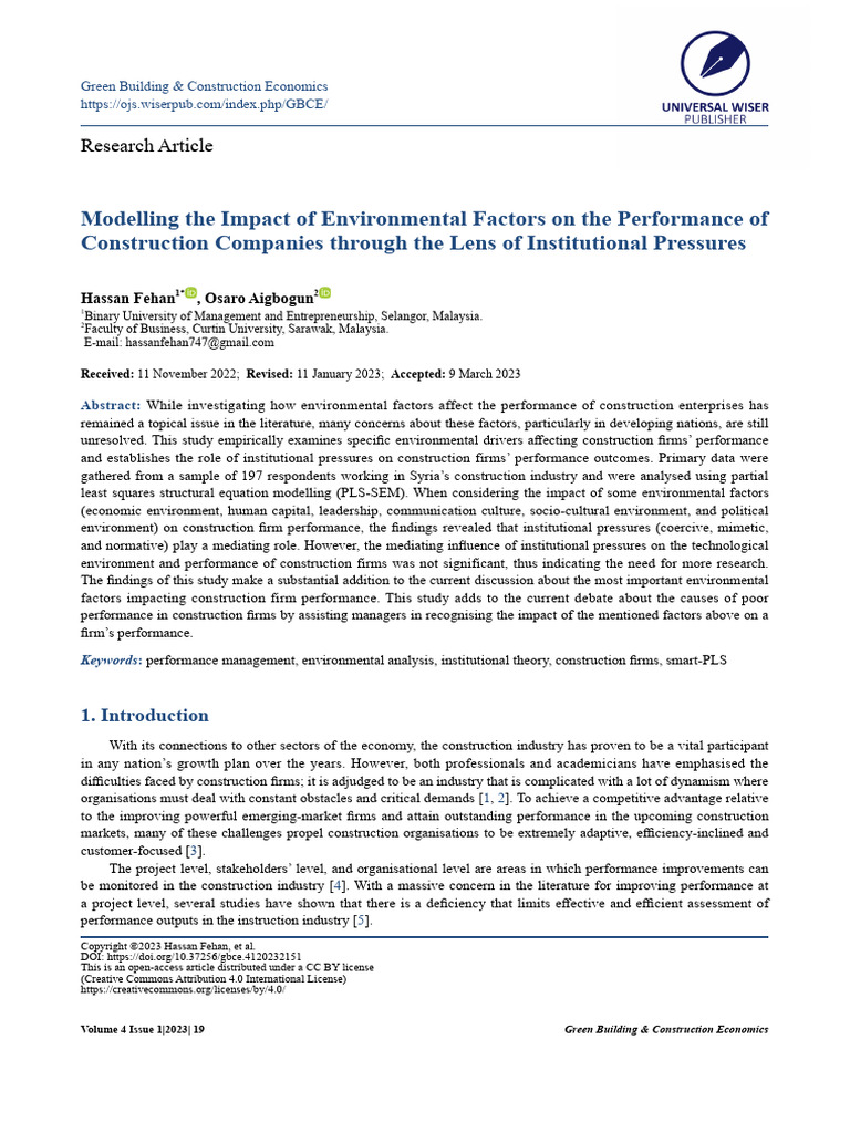 Modelling The Impact of Environmental Fa | PDF | Sampling (Statistics) | Survey Methodology