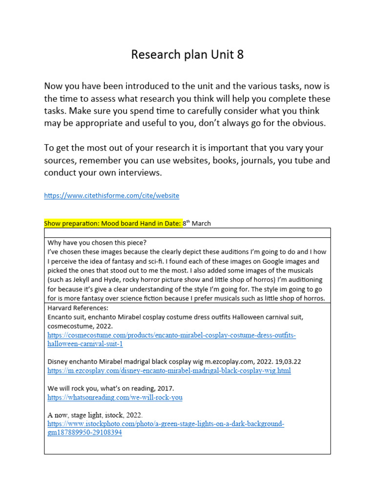 Research Planner | PDF | Cosplay