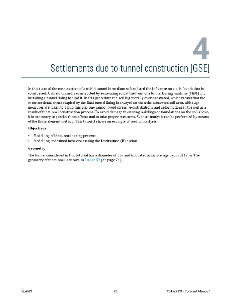 0753.PLAXIS - 2D - CEV22.02 - Tutorial - 4 - Settlements Due To Tunnel Construction | Download ...