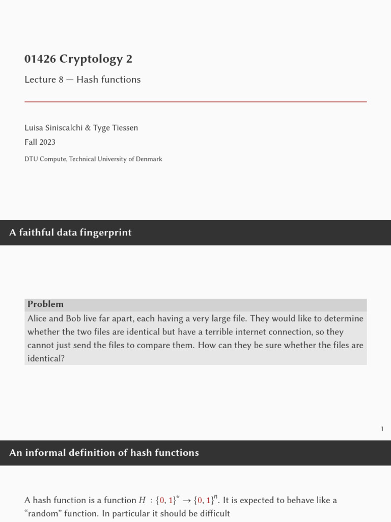 08 Hash Functions | PDF | Algorithms | Espionage Techniques