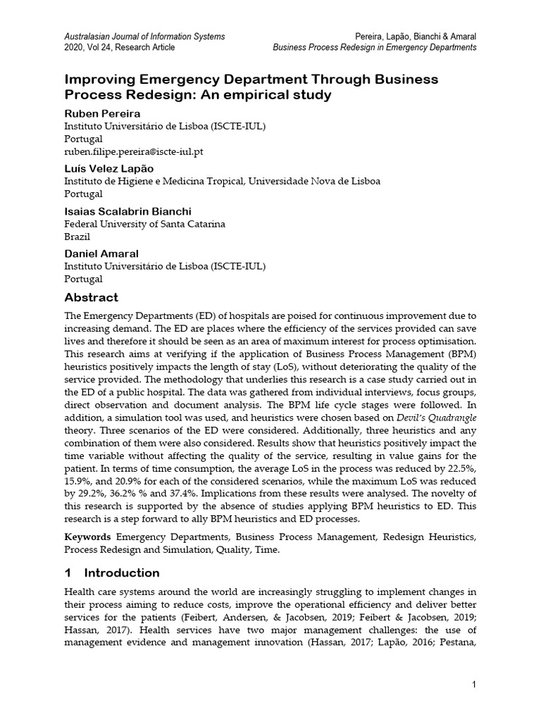 Improving Emergency Department Through Business PR | PDF | Business Process Management ...