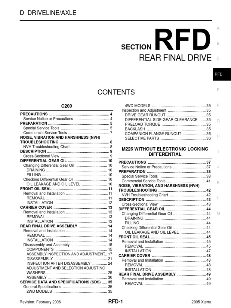 Rear Final Drive: Section | PDF | Axle | Medical Diagnosis