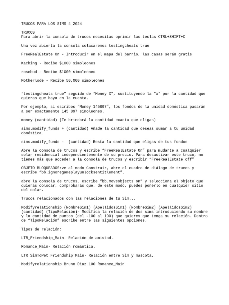 Trucos Esenciales para Los Sims 4 | PDF | Métodos y materiales de enseñanza