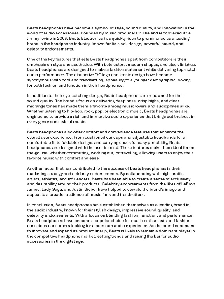 Beats Headphones Have Become A Symbol of Style | PDF | Brand | Fashion