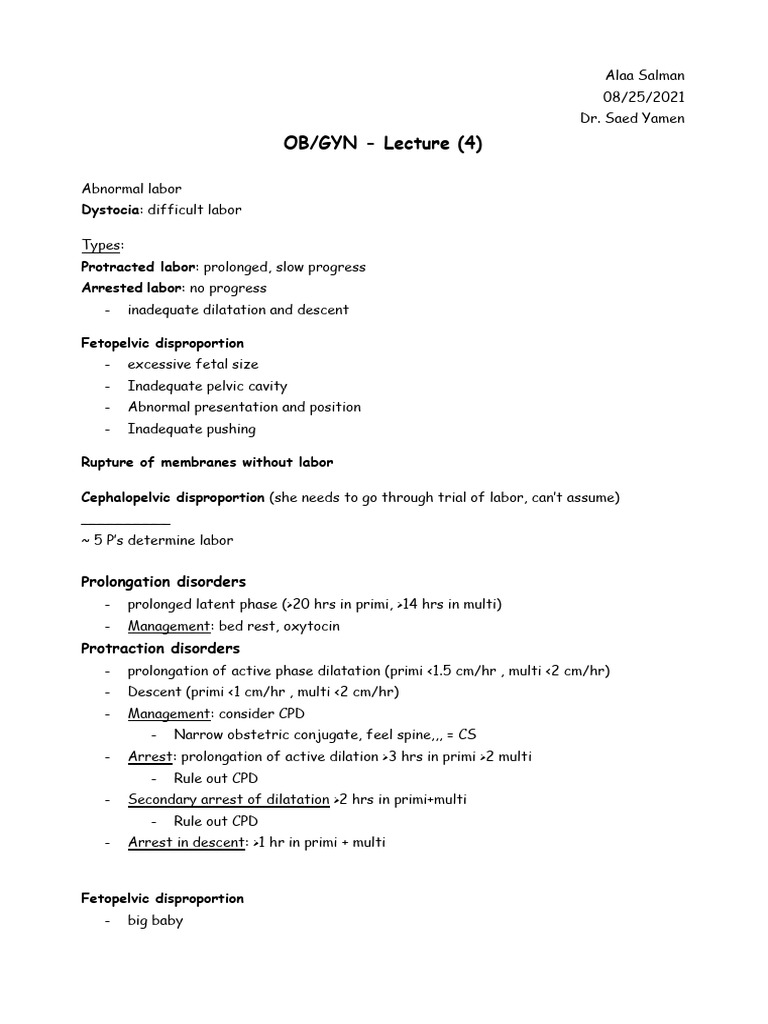 OB - GYN (4) - Alaa Salman | PDF | Wellness | Science & Mathematics