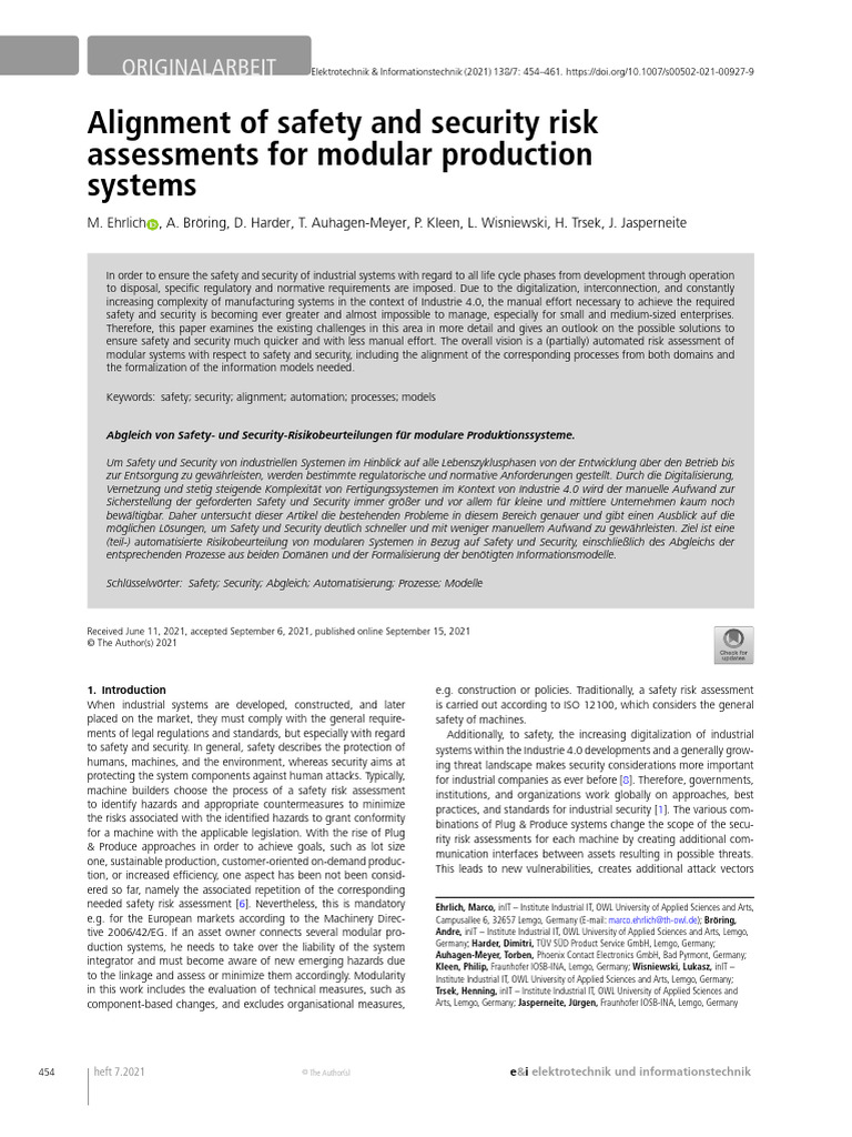 Alignment of Safety and Security Risk Assessments For Modular ...
