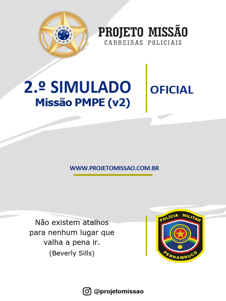 02-Simulado Missao Pmpe V2 Oficial | PDF | Amostragem (Estatística) | Probabilidade