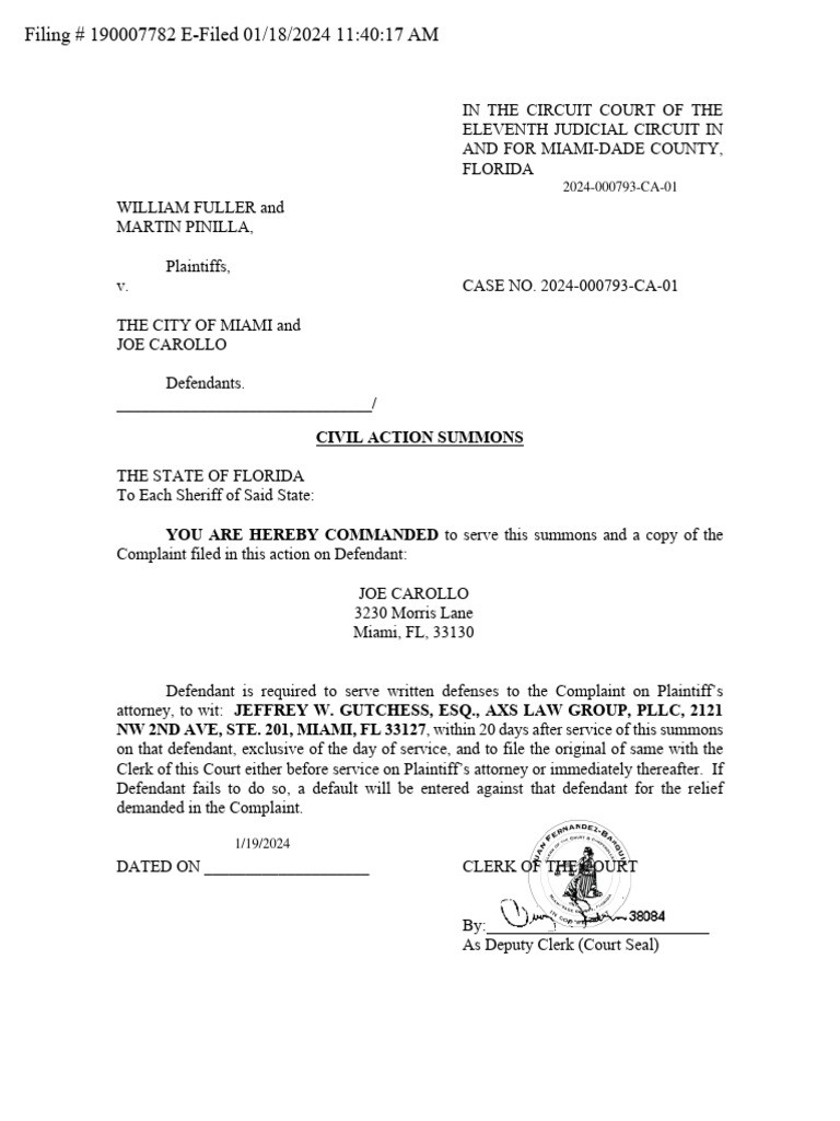 Carollo Summons | PDF