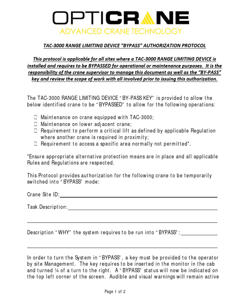 T3K Bypass Protocol_2020 | PDF | Crane (Machine) | Elevator