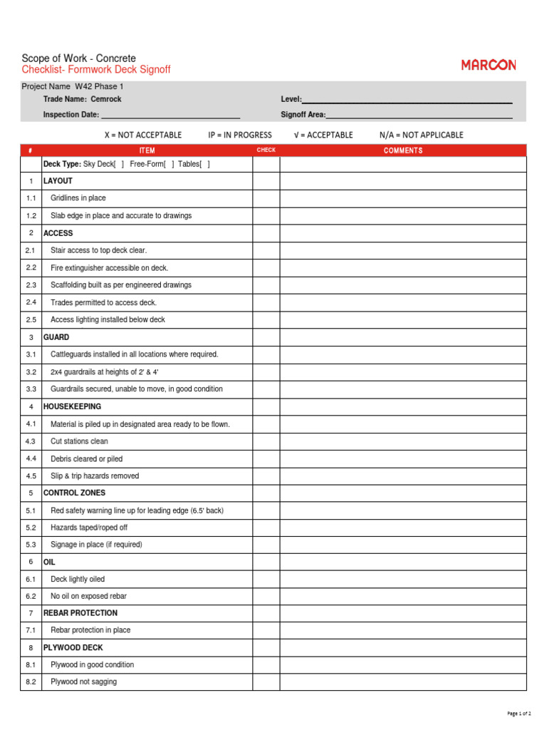 W42 Deck Sign Off Feb 7 2024 - Marcon | PDF | Building Materials ...