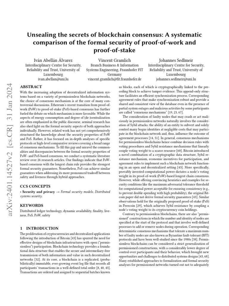 Unsealing The Secrets of Blockchain Consensus, A Systematic Comparison of The Formal Security of ...
