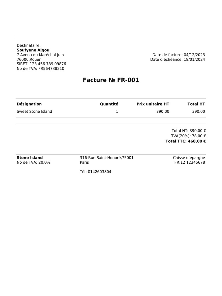 Facture FR 001 | PDF