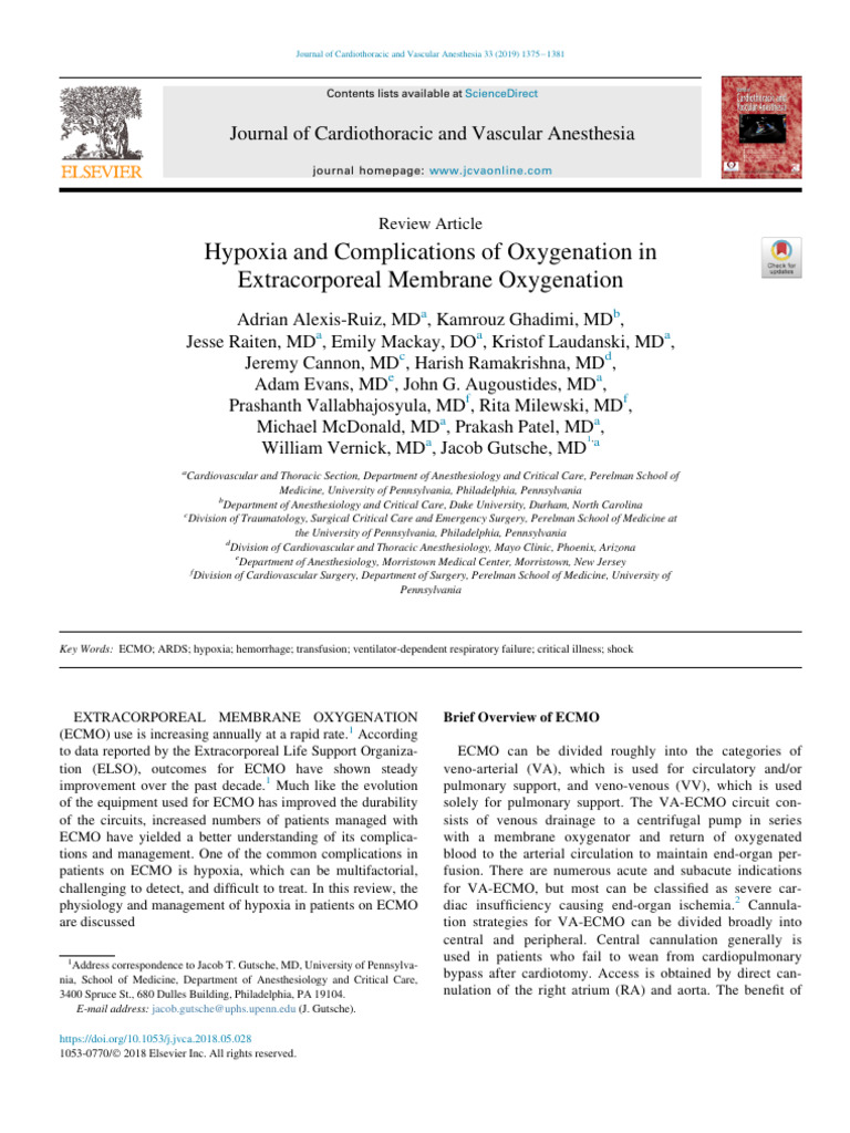 ECMO Hypoxia Management Review | PDF | Heart | Vein