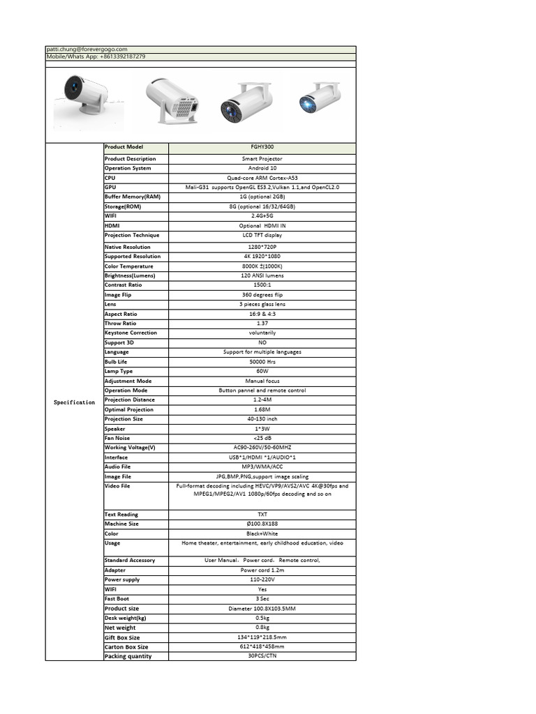 FGHY300 Specification Sheet | PDF | Display Resolution | Computing