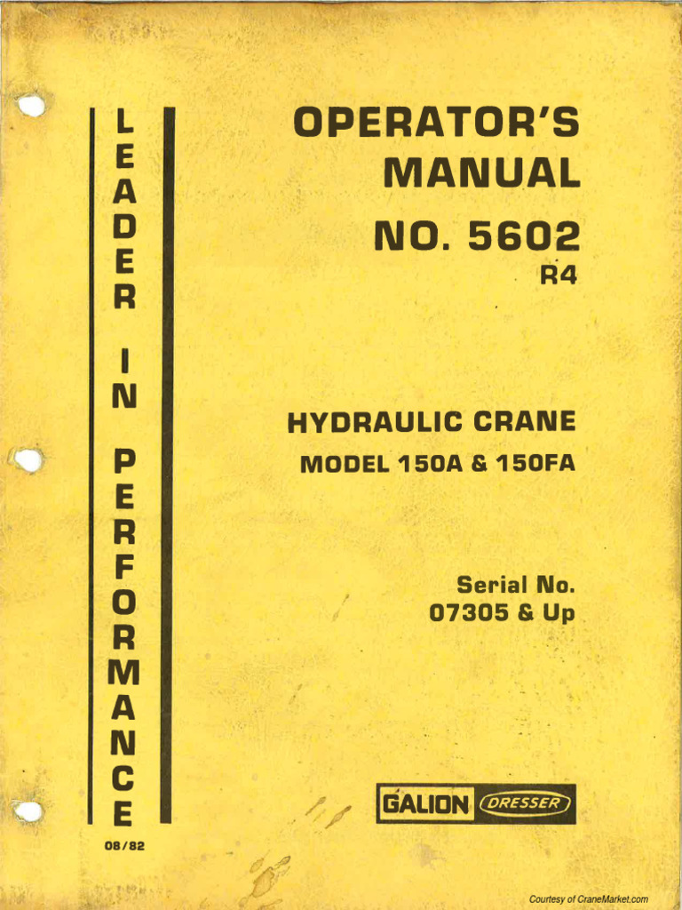 Galion Rough Terrain Cranes Spec Edba9a | PDF