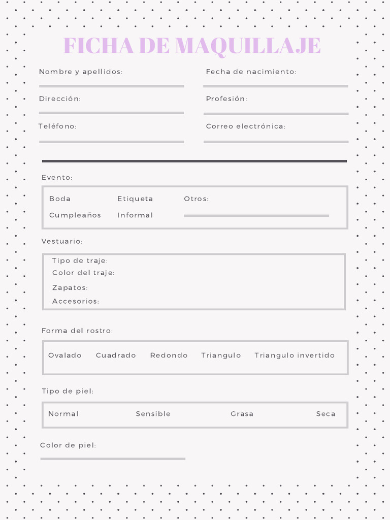 Ficha de Maquillaje | PDF