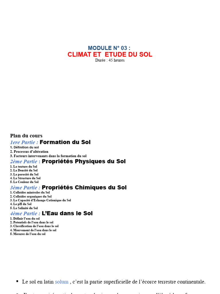 Module #03 | PDF | Sol (pédologie) | Matière organique