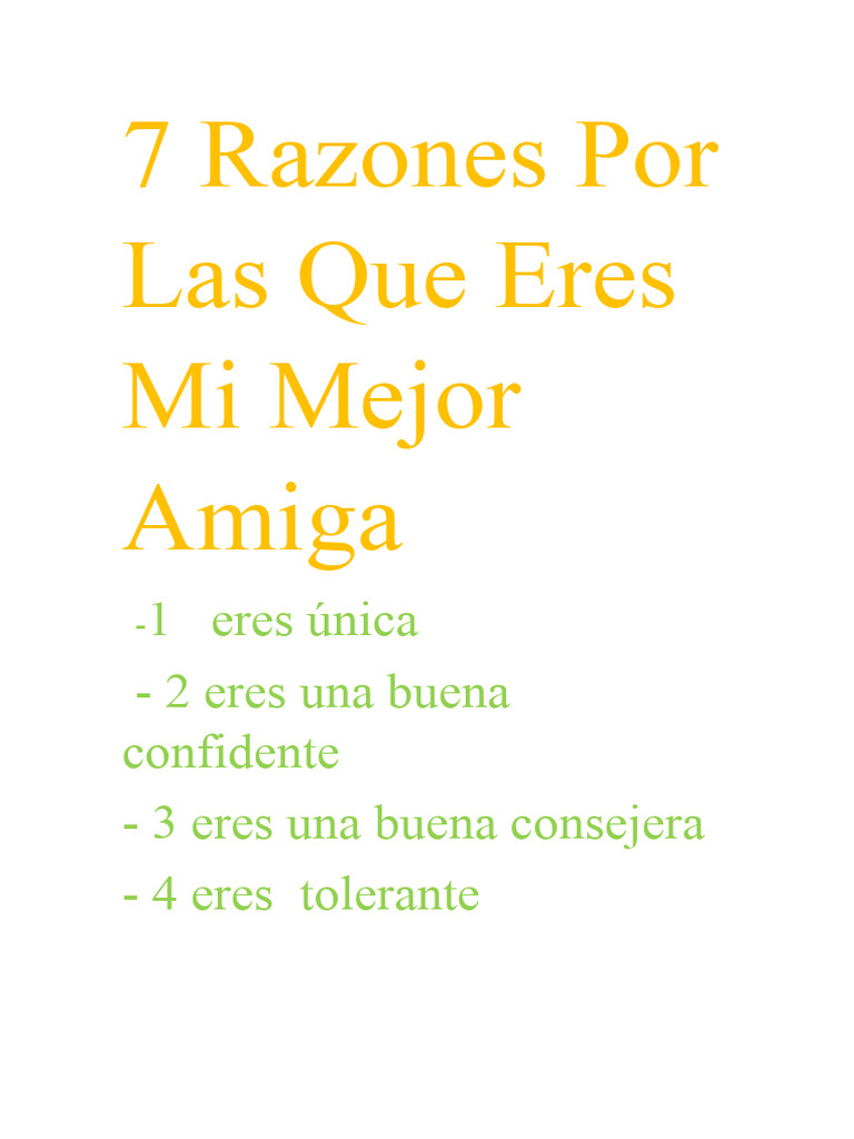 7 Razones Por Las Que Eres Mi Mejor Amiga | PDF
