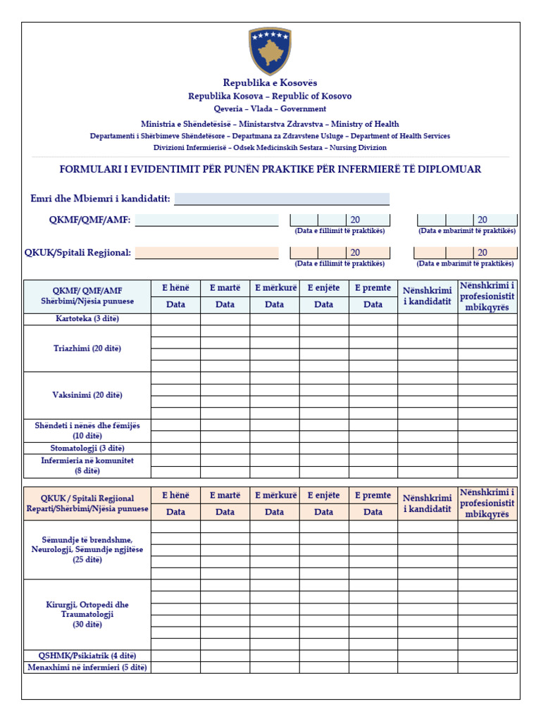 2.Formulari evidentimit INFERMIERI -FINAL | PDF
