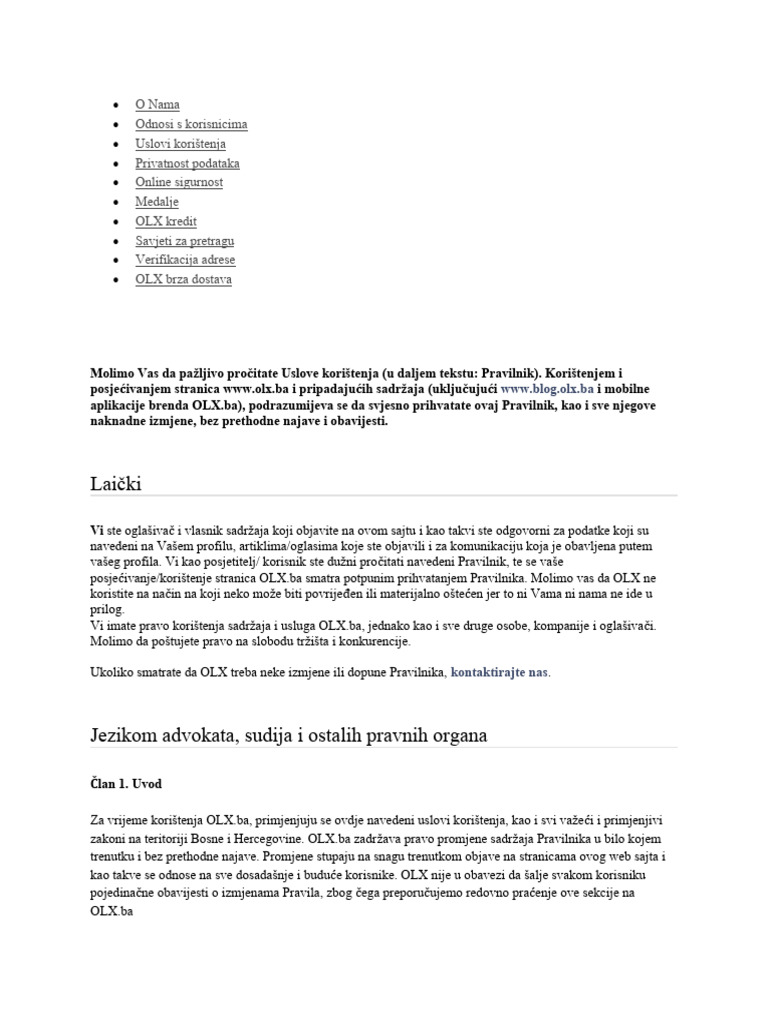 Uslovi Koristeenja | PDF