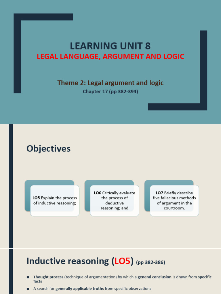LEARNING UNIT 8 - Legal Language, Argument and Logic (Theme 2) | PDF ...