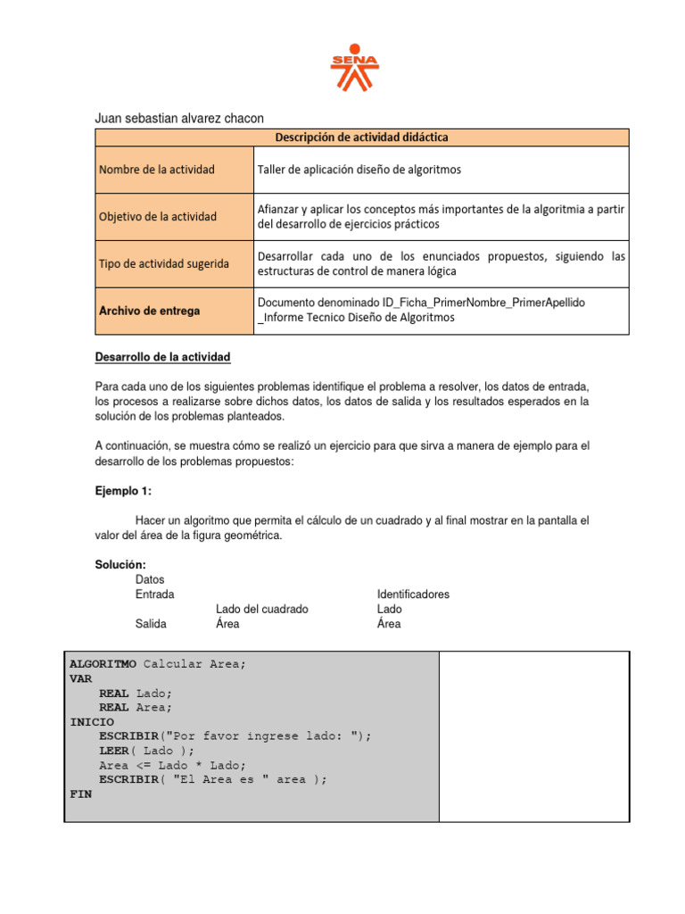 Anexo 02 Informe Tecnico Aplicacion Diseno de Algoritmos 220501096 AA2 EV01 | PDF