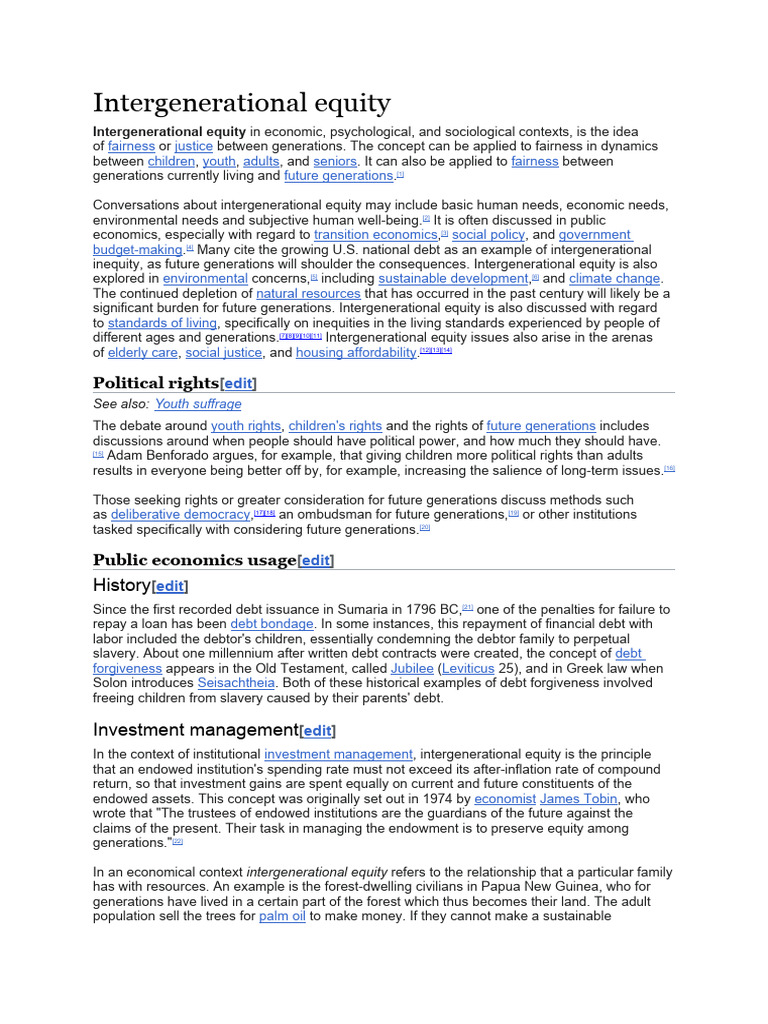 Intergenerational Equity | PDF