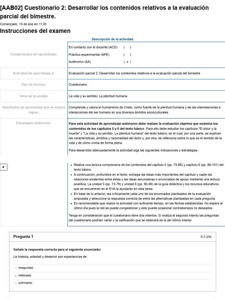 Examen - (AAB02) Cuestionario 2 - Desarrollar Los Contenidos Relativos A La Evaluación Parcial ...