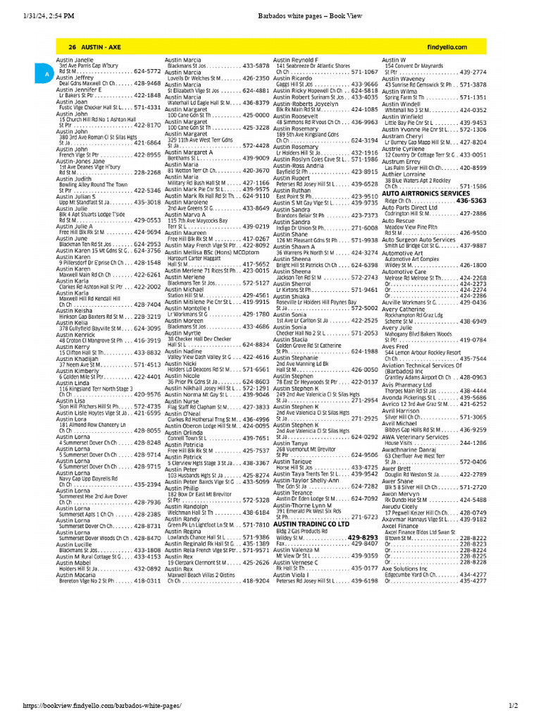 Barbados White Pages - Book View | PDF | Social Science | Foreign ...