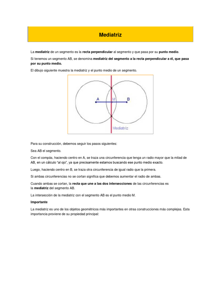 Mediatriz de un Segmento en Geometría | PDF | Raíz cuadrada | Triángulo